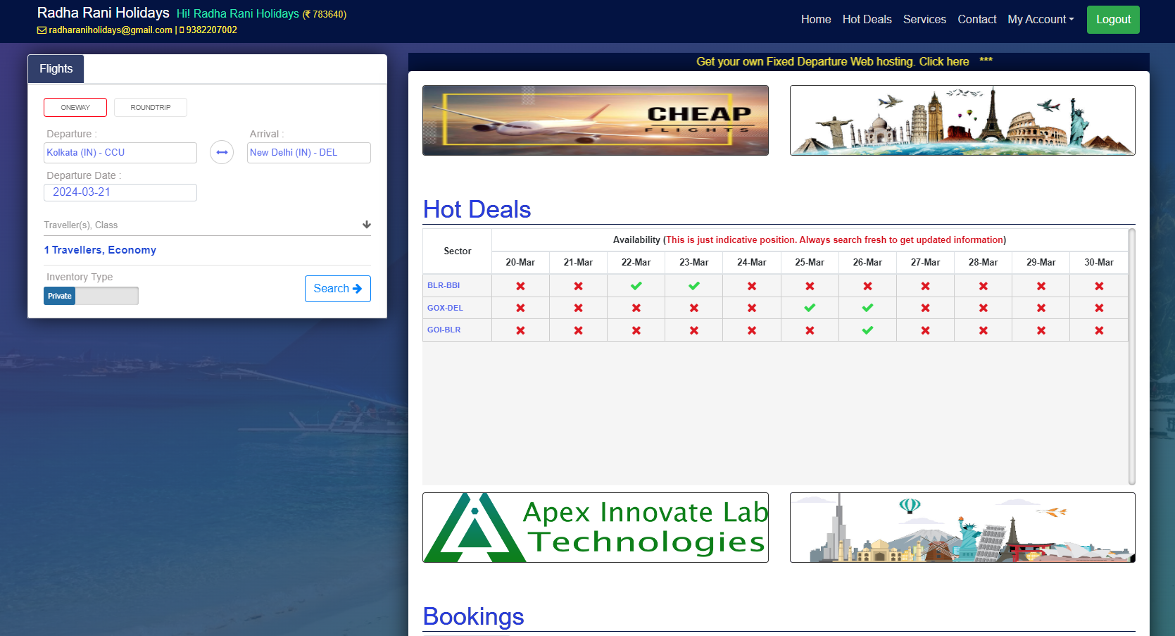 Flight booking system - Apex Innovate Lab Technologies